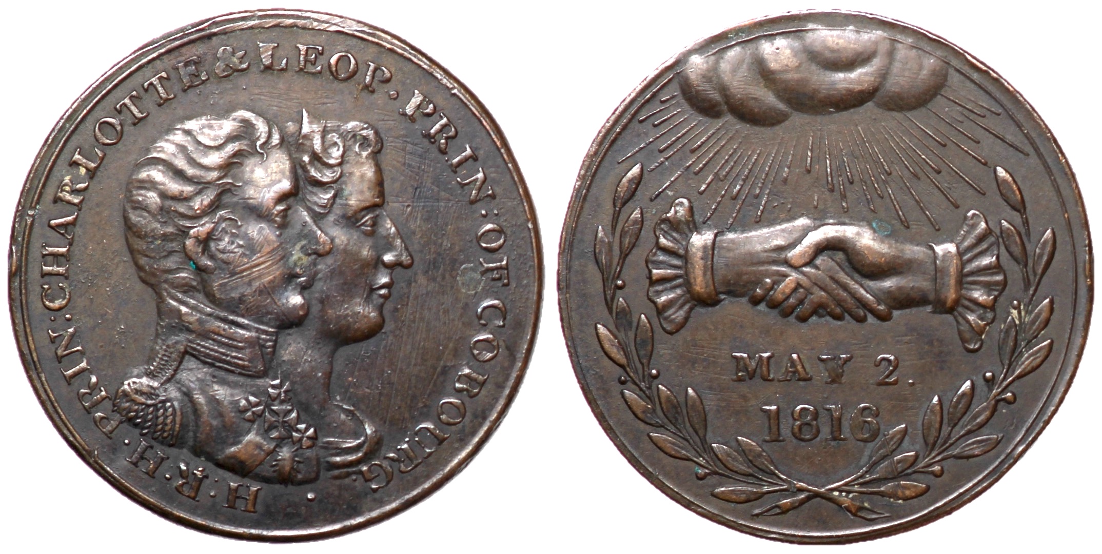 Great Britain, Charlotte & Leopold Marriage Token, 1816 | European Coins