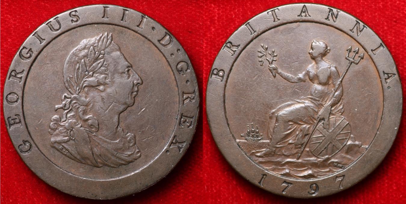 Great Britain, 1797 Cartwheel Penny, 36mm, 28 grams | European Coins