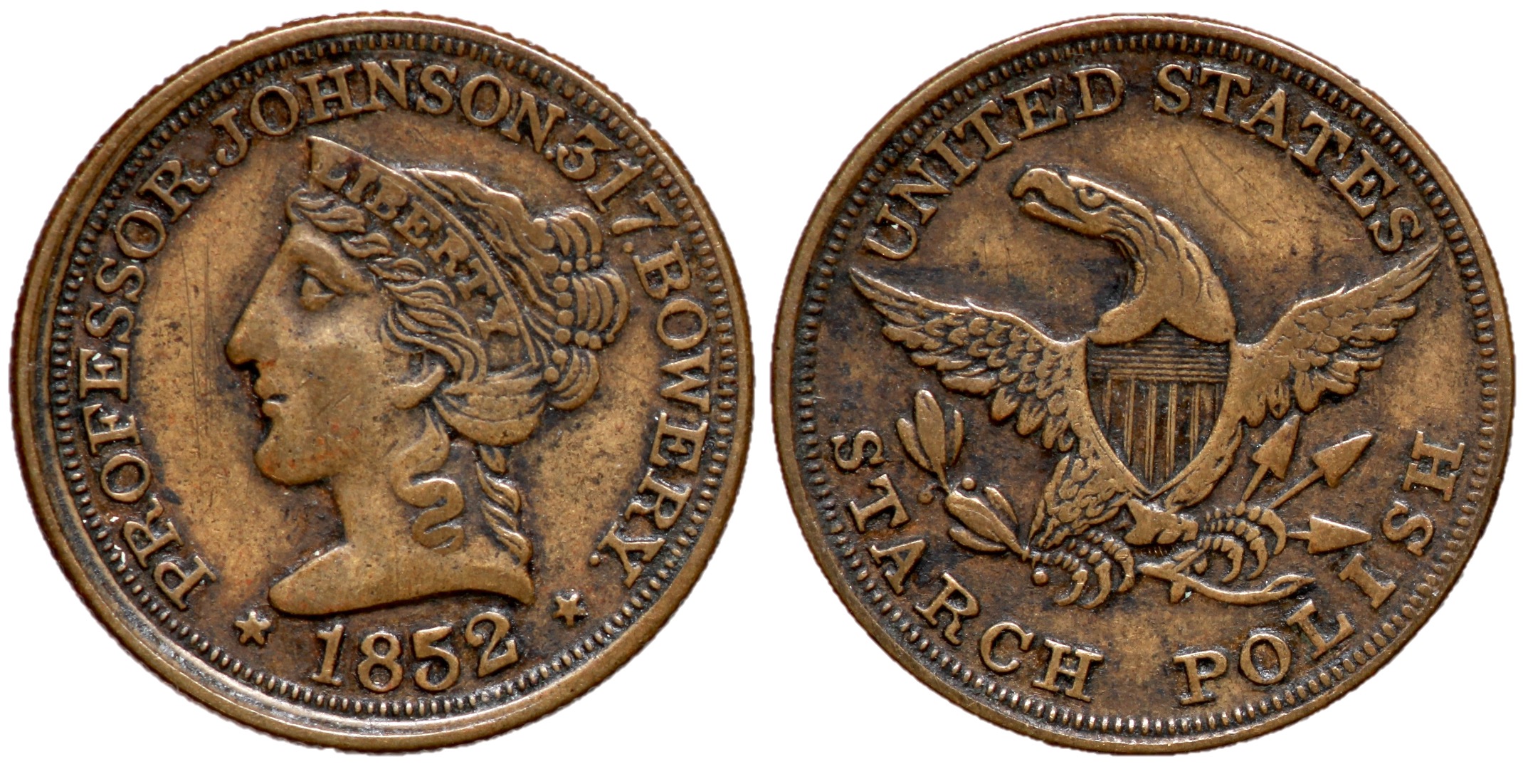 United States, New York, 1852 Professor Johnson | Tokens & Medals