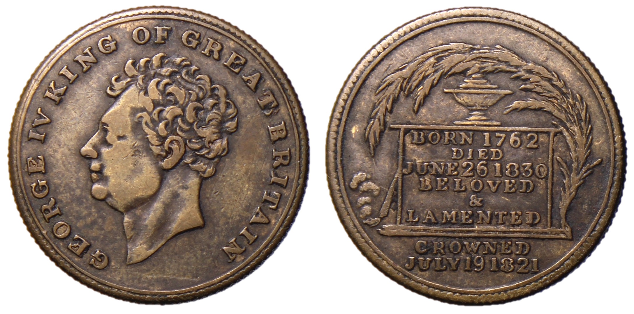 Great Britain, George IV, 1830 Death Token | European Coins