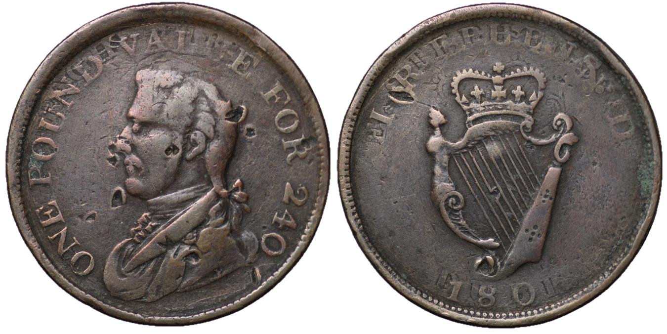 Ireland, 1815 Penny Token, 34mm, Overstruck | European Coins