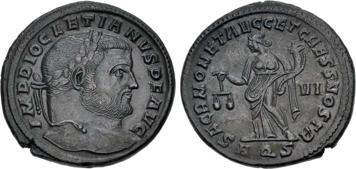 Diocletian, 284 - 305 AD, Follis of Aquileia with Moneta | Roman ...