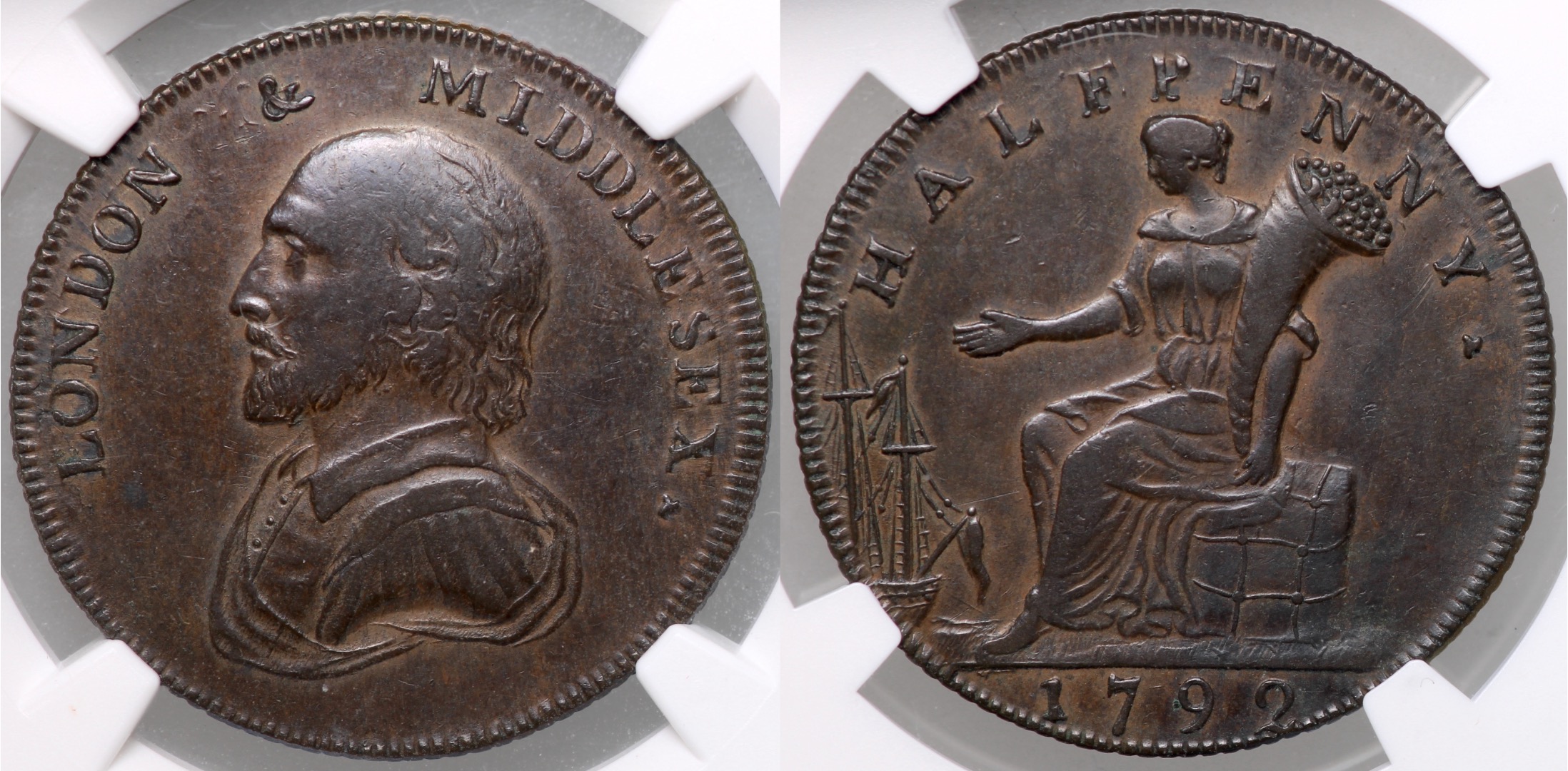 Middlesex, Misc., 1792 Halfpenny Conder Token, NGC XF 45 BN | European ...