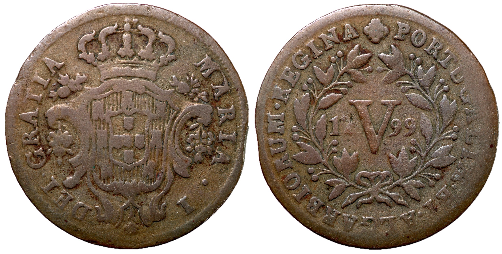 Portugal, Maria I, 1799 5 Reis | European Coins