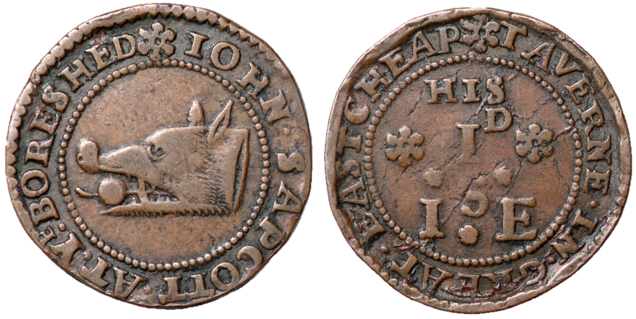 Great Britain, London, Great Eastcheap, 17th Century Penny Pub Token