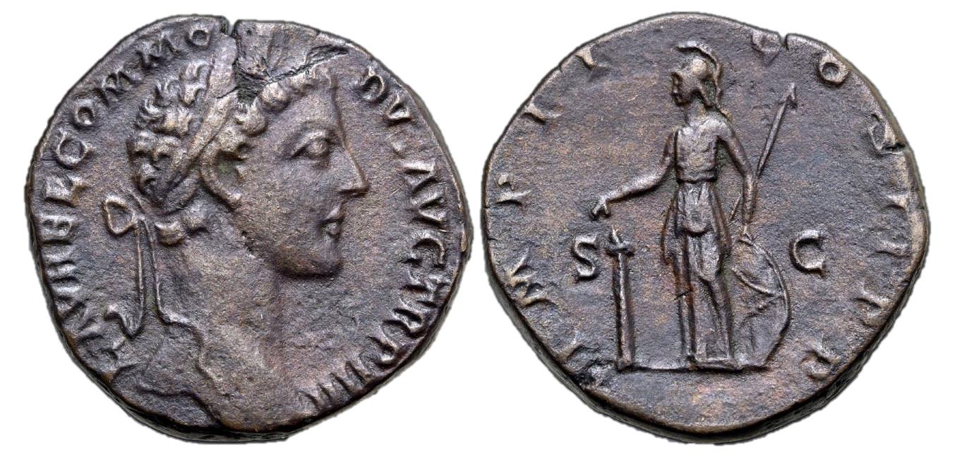 Commodus, 177 - 192 AD, Sestertius with Minerva | Roman Imperial Coins