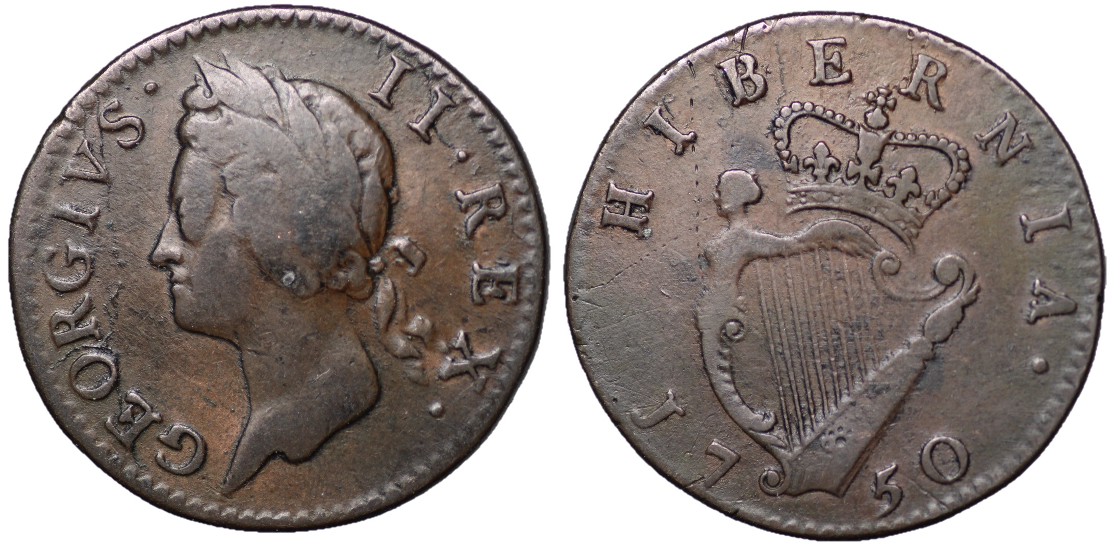 Ireland, British, George II, 1759 Halfpenny | European Coins