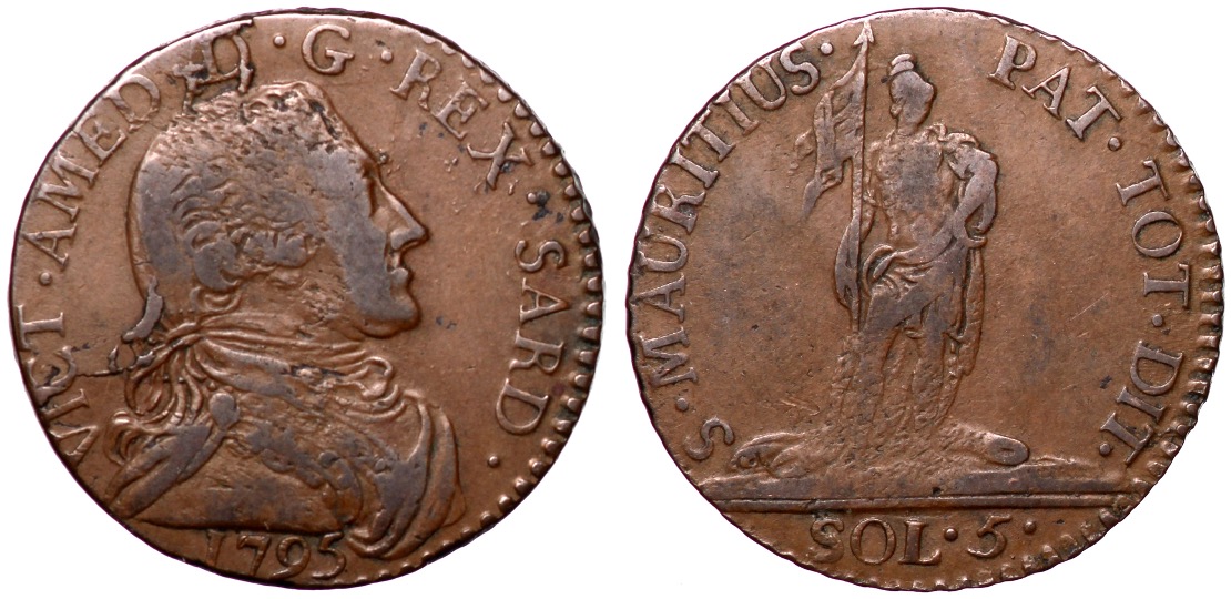 Italian States, Savoy, Victor Amadaeus III, 1795, AE 5 Soldi | European ...