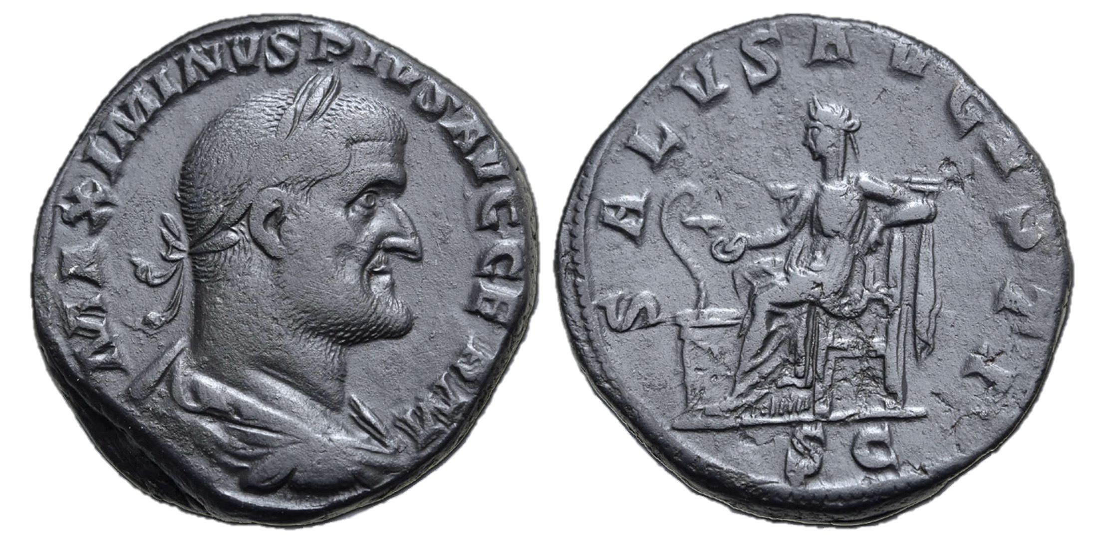 Maximinus I, Thrax, 235 - 238 AD. Sestertius with Salus | Roman ...