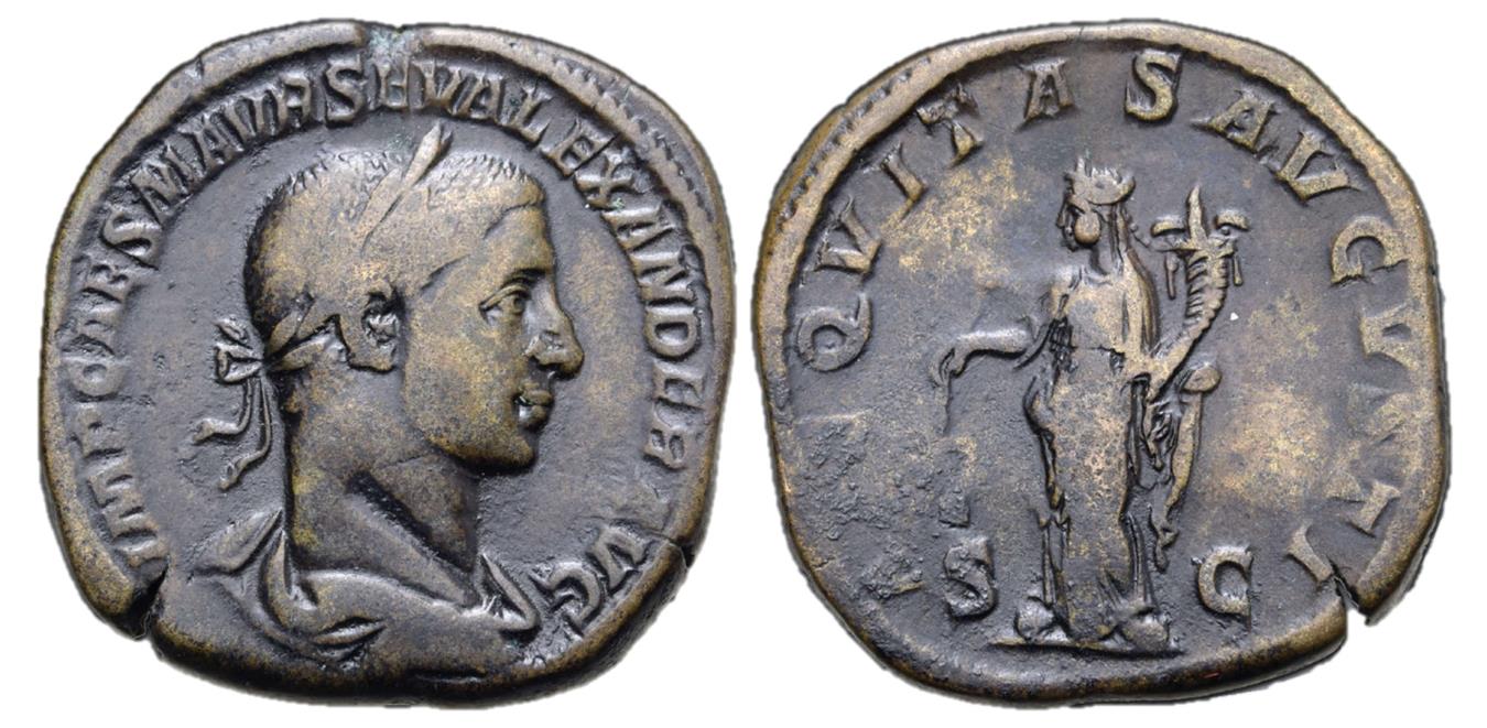Severus Alexander, 222 - 235 AD, Sestertius with Aequitas | Roman ...