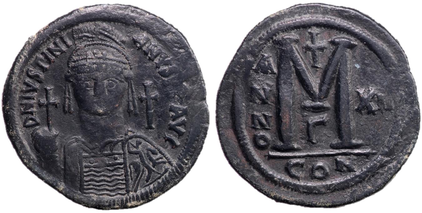 Justinian I, 527 - 565 AD, 42mm Follis of Constantinople | Byzantine Coins