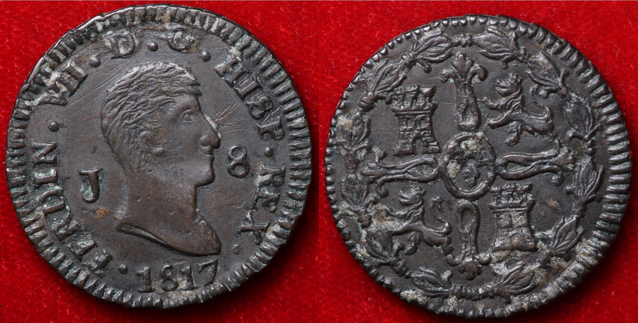 Spain, 1817, 8 Maravedis, 30mm | European Coins