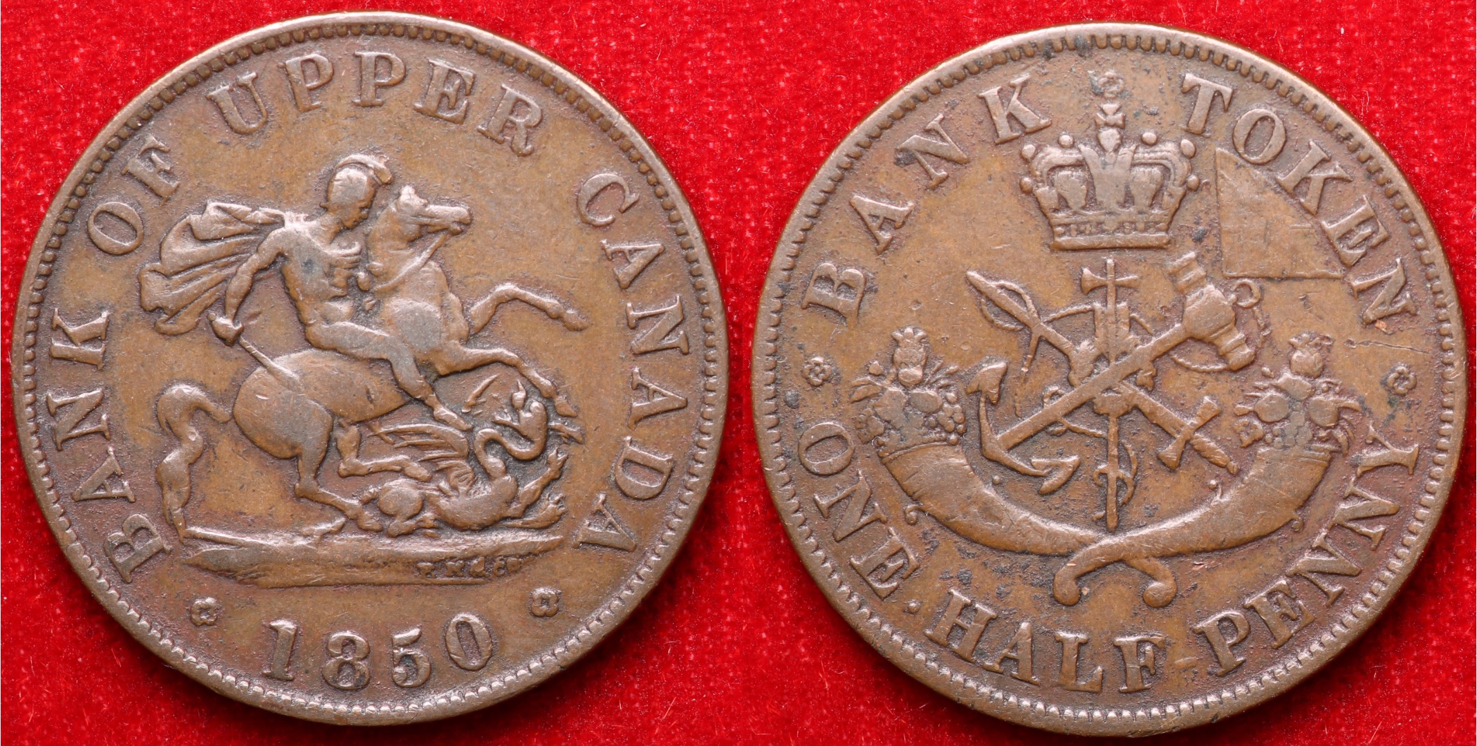 Canada, Upper, 1850 Halfpenny Token, 28mm | North & Central American ...