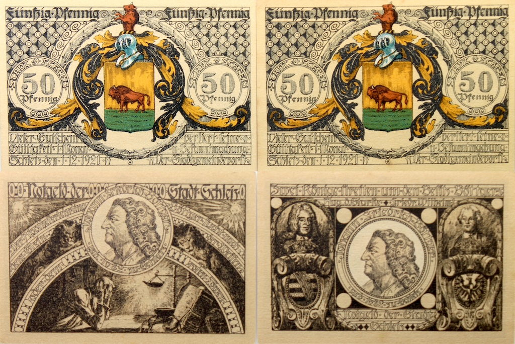Germany, Shleiz, 1921 50 Pfennig Notgeld Notes, Buffalo | World Paper Money