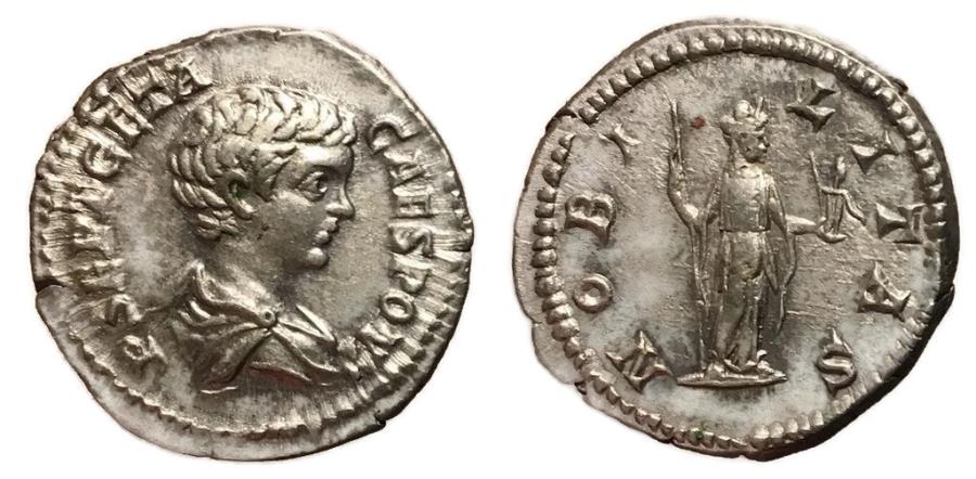 Geta, as Caesar, 202 - 209 AD, Silver Denarius, Nobilitas | Roman ...