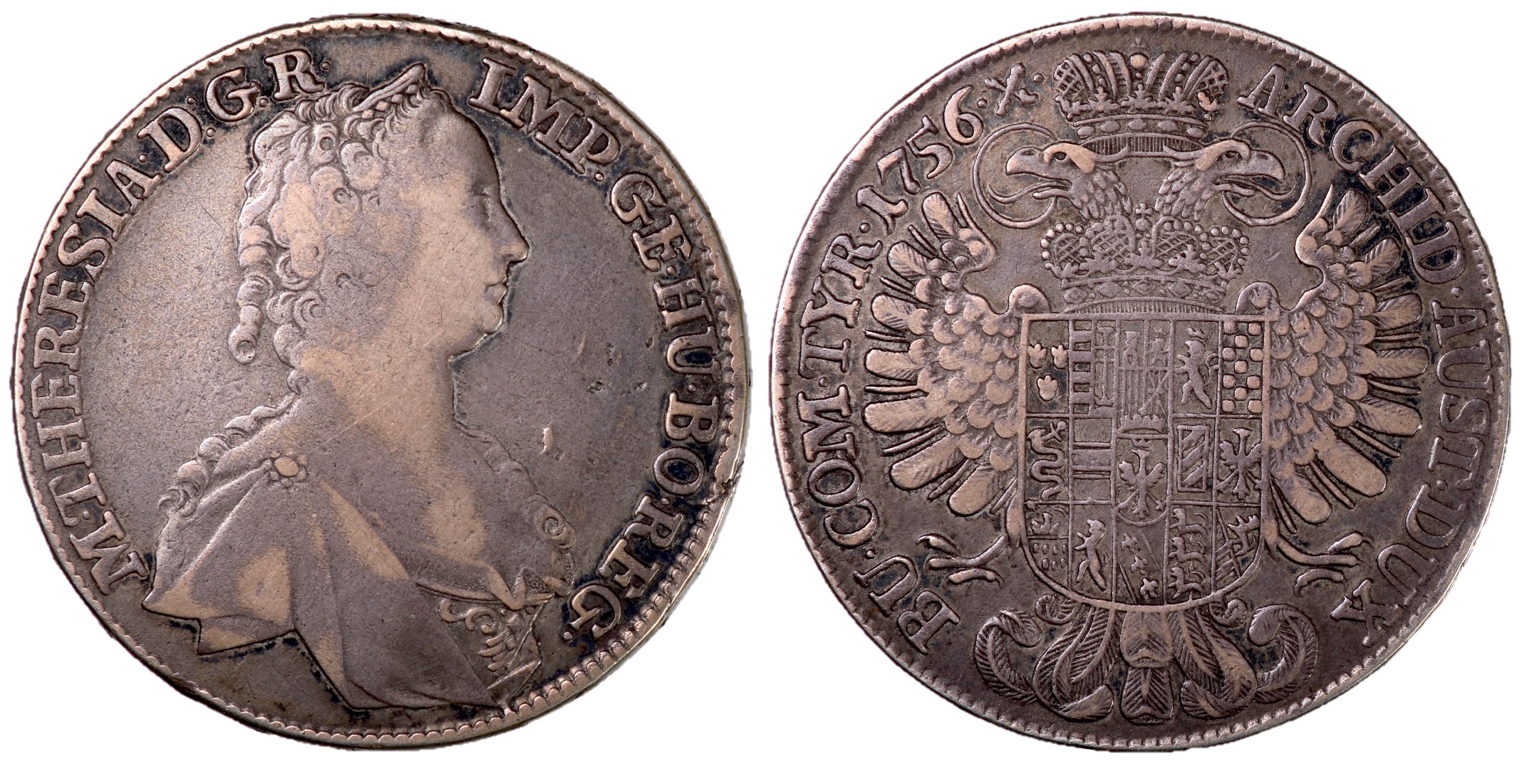 Austria, Maria Theresa, 1756 Silver Thaler, 40mm | European Coins