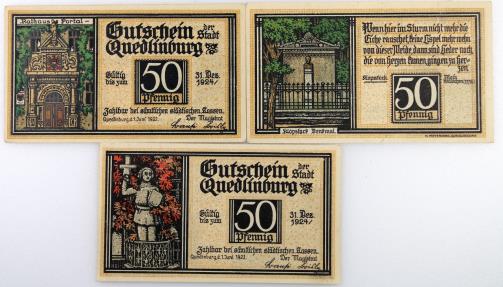 German Notgeld, 3 Notes, Quedlinburg, 1924 | World Paper Money