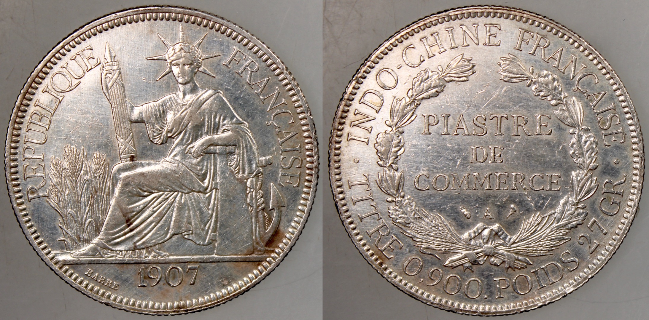 French Indo-China, 1907 Silver Piastre | Asian and Middle Eastern Coins