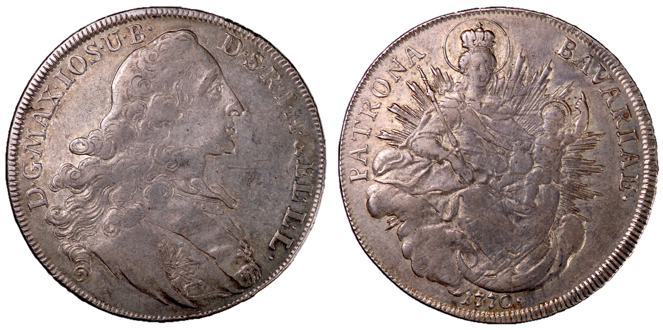 German States, Bavaria, Maximilian III, 1770 Silver Thaler, 41mm