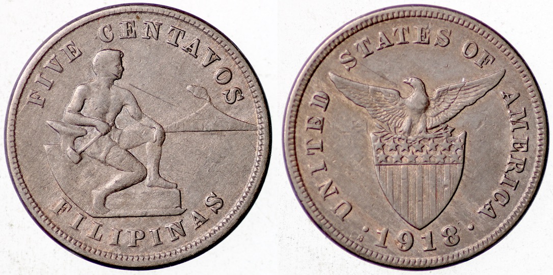 Philippines, 1918 5 Centavo | Asian and Middle Eastern Coins