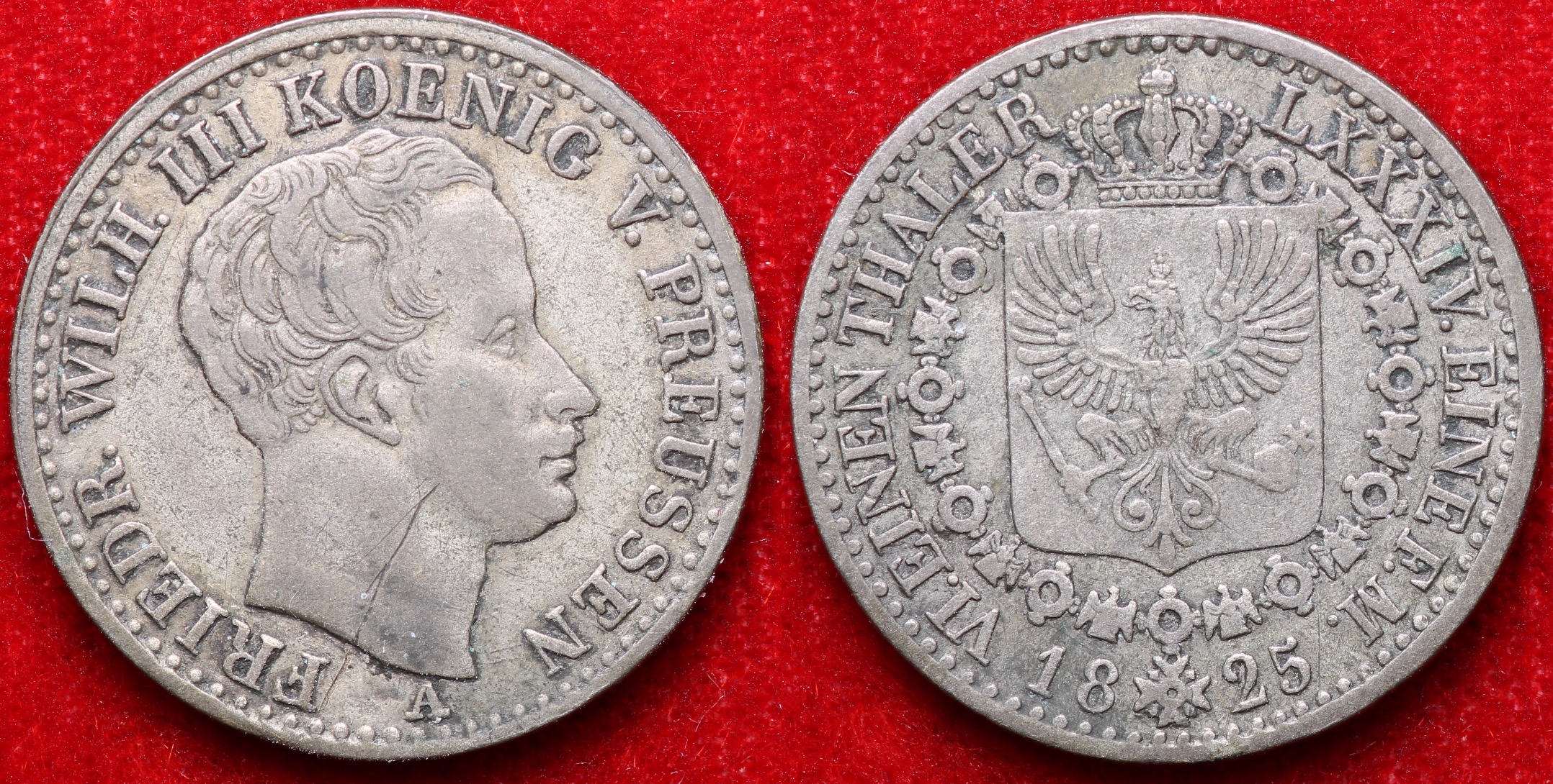 German States, Prussia, 1825 A Silver 1/6 Heller | European Coins