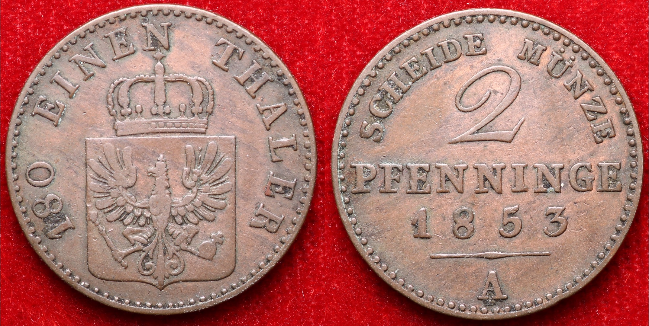German States, Prussia, 1853 A 2 Pfennig | European Coins