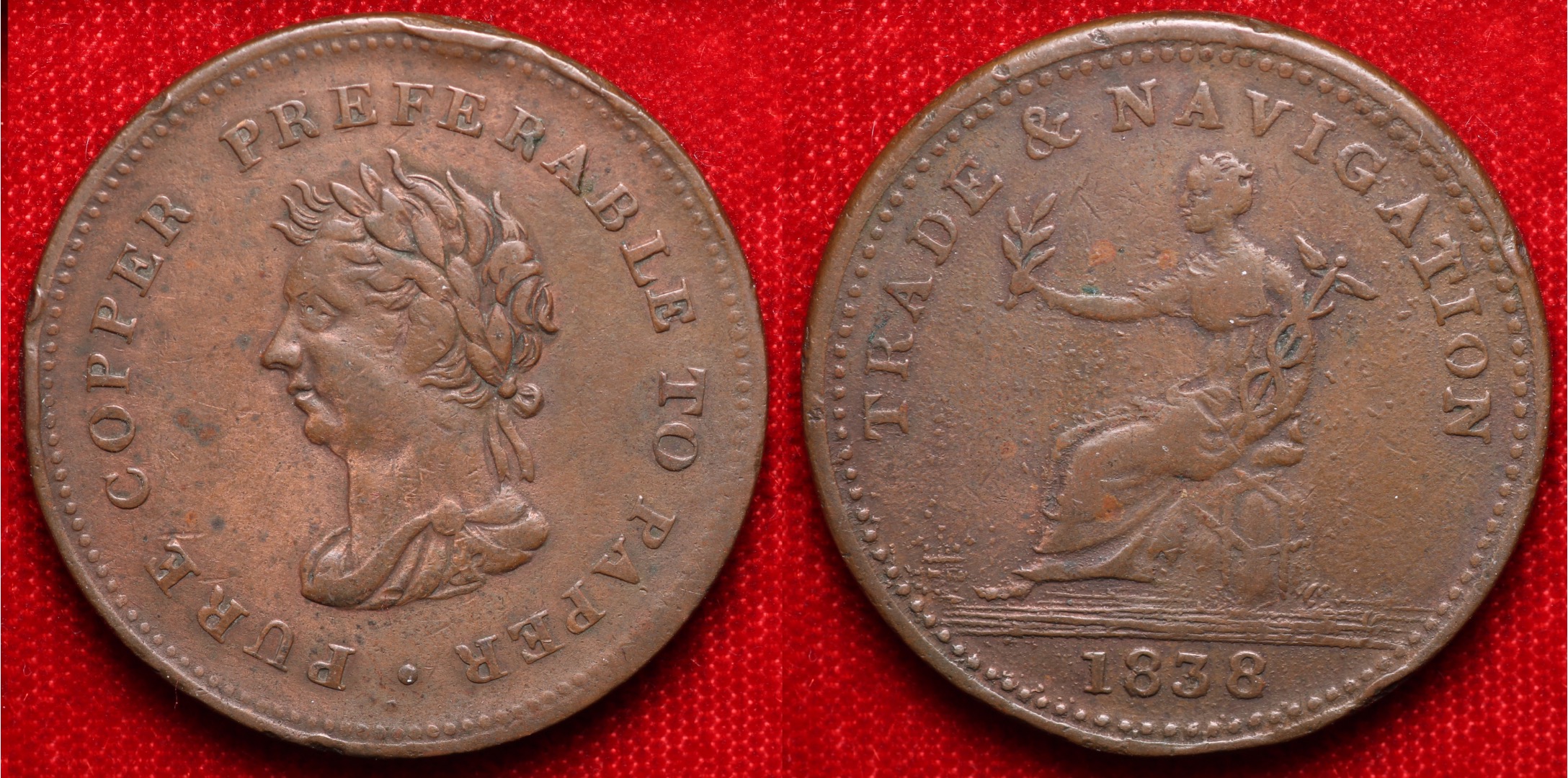 Canada, Nova Scotia, 1838 Penny Token, 33MM | North & Central American ...