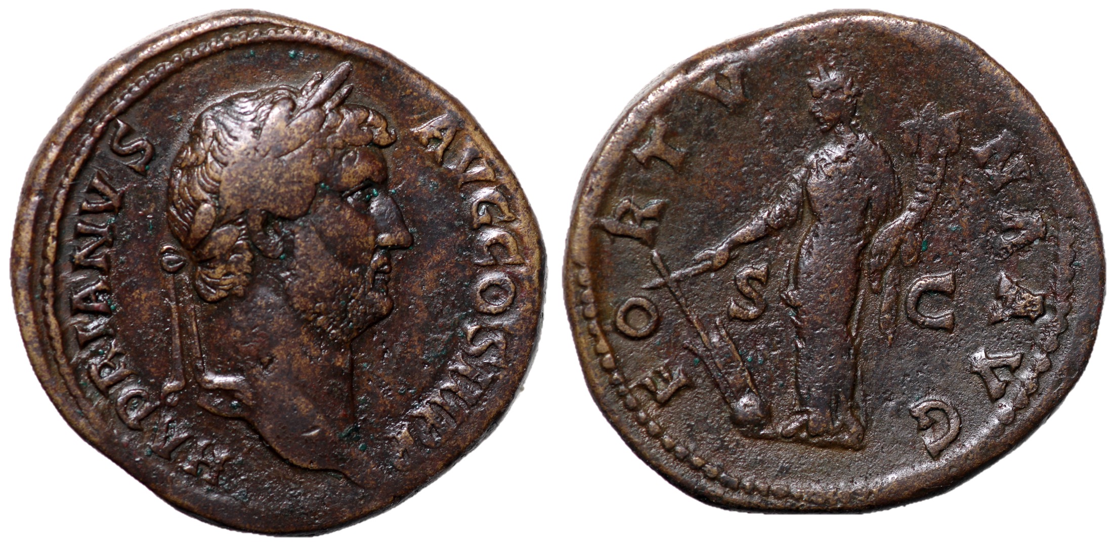 Hadrian, 117 - 138 AD, Sestertius with Fortuna | Roman Imperial Coins