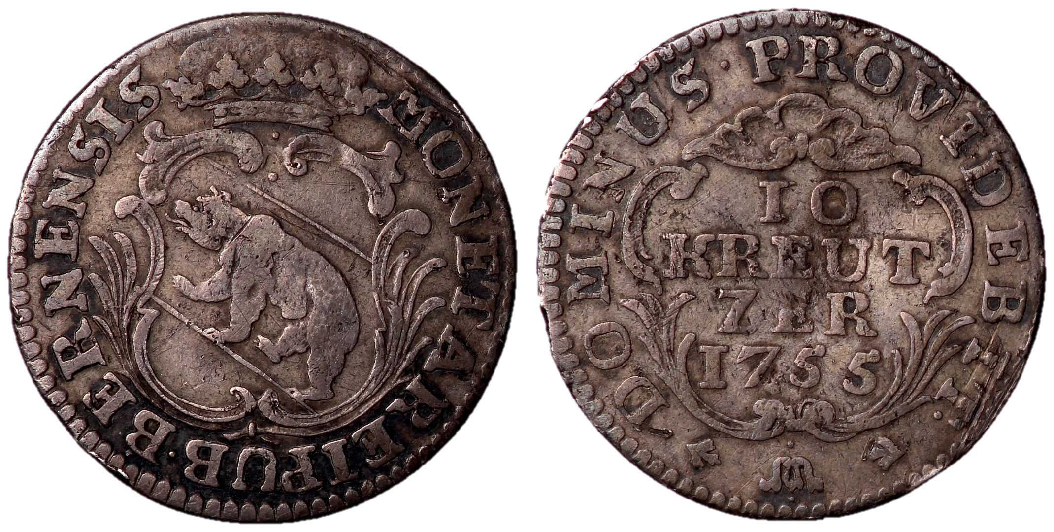 Swiss Cantons, Bern, 1755 Silver 10 Kreuzer | European Coins