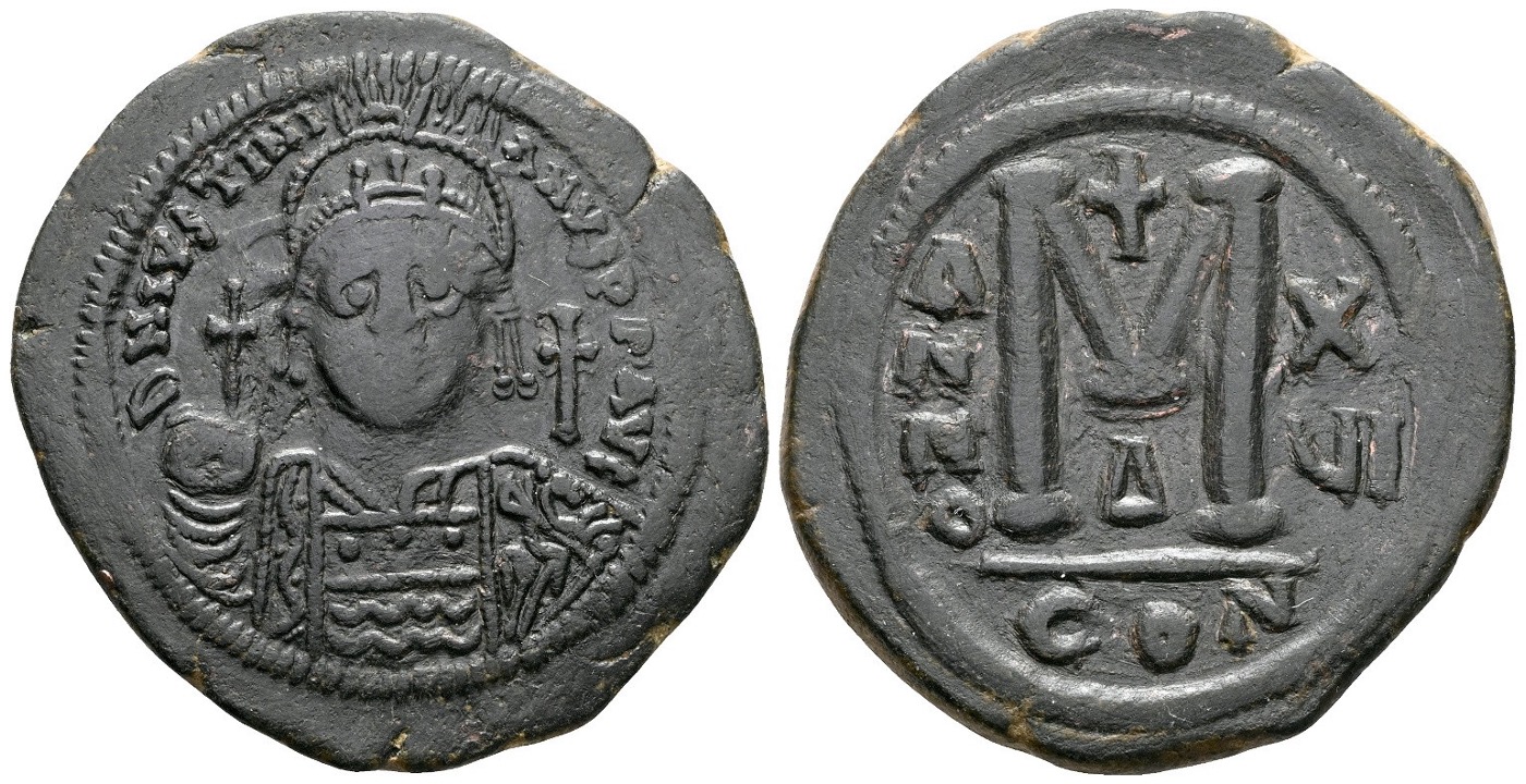 Justinian I, 527 - 565 AD, Follis of Constantinople, 37mm | Byzantine Coins