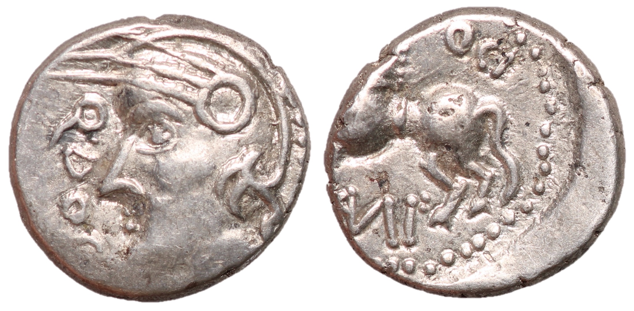 Celtic Gaul, The Aedui, Mid 1st Century BC, Silver Quinarius | Celtic Coins