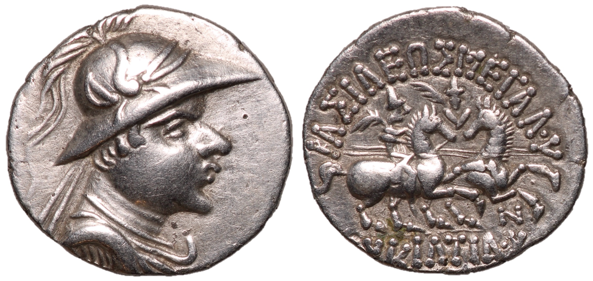 Bactria, Eukratides I, 170 - 145 BC, Local Silver Drachm, Choice VF