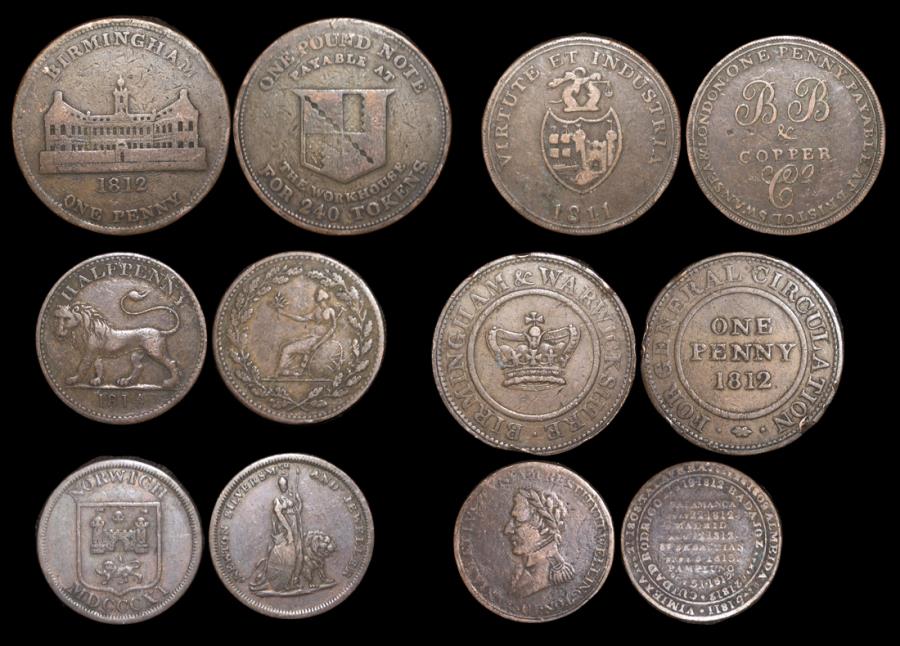Great Britain, Early Nineteenth Century Copper Tokens, , F-VF, a lot of ...