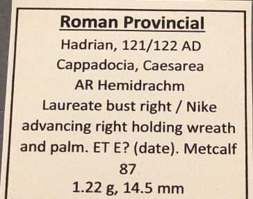 Hadrian, 121/122 AD. Cappadocia, Caesarea. AR hemidrachm | Roman ...