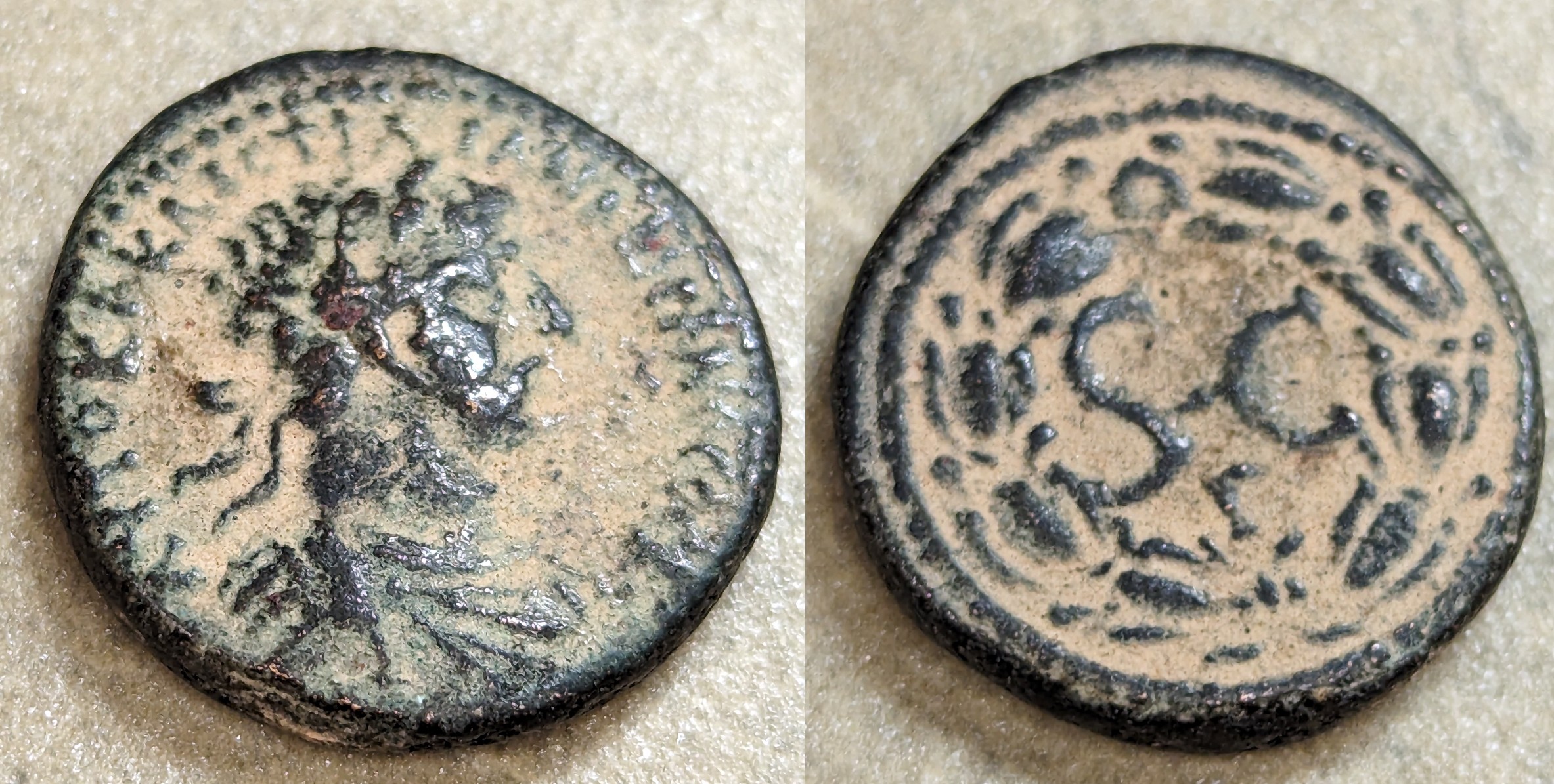 Trajan, 98-117 AD. AE Provincial. Antioch. SC on wreath | Roman ...