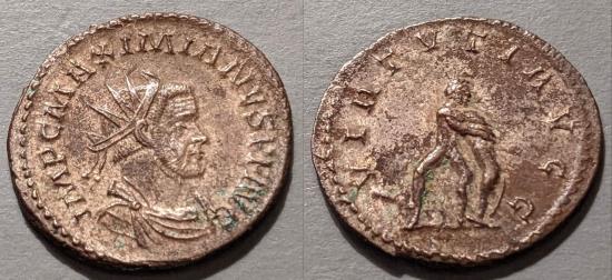 Maximianus, 286-305 AD, AE. Lugdunum mint. Hercules reverse