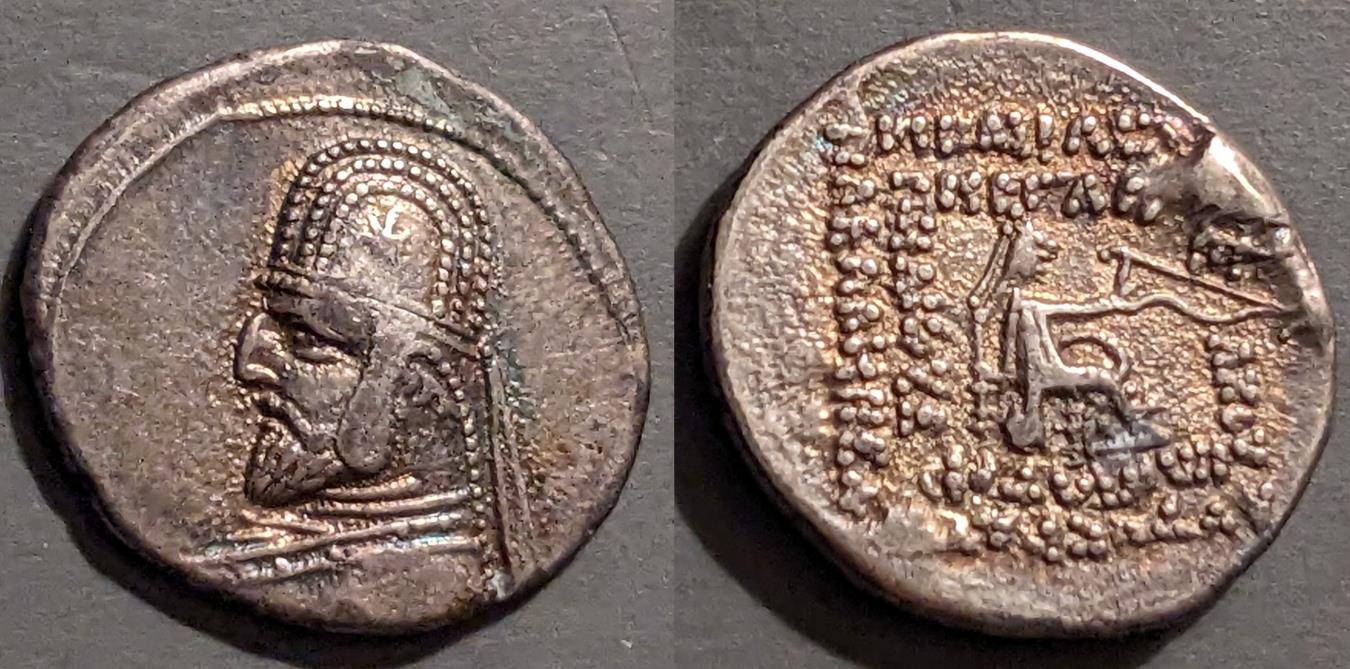 Parthian silver drachm. Mithridates III, 87-80 BC