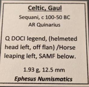 Celtic Gaul, Sequani. 100-50 BC. AR quinarius | Celtic Coins