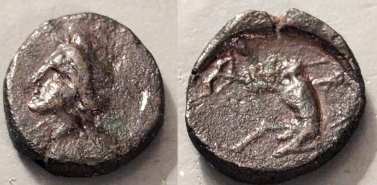 Skythia, Olbia. 300-275 BC AE14. Crouching archer | Greek Coins
