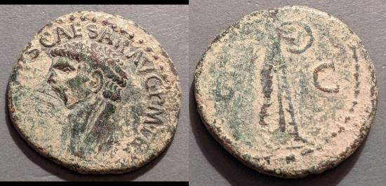 Claudius I, AE As, Minerva reverse - barbarous | Roman Imperial Coins