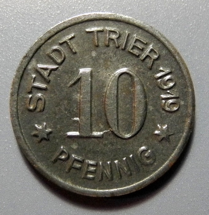 German notgeld - 1919, Trier, 10 pfennig - XF or better | European Coins