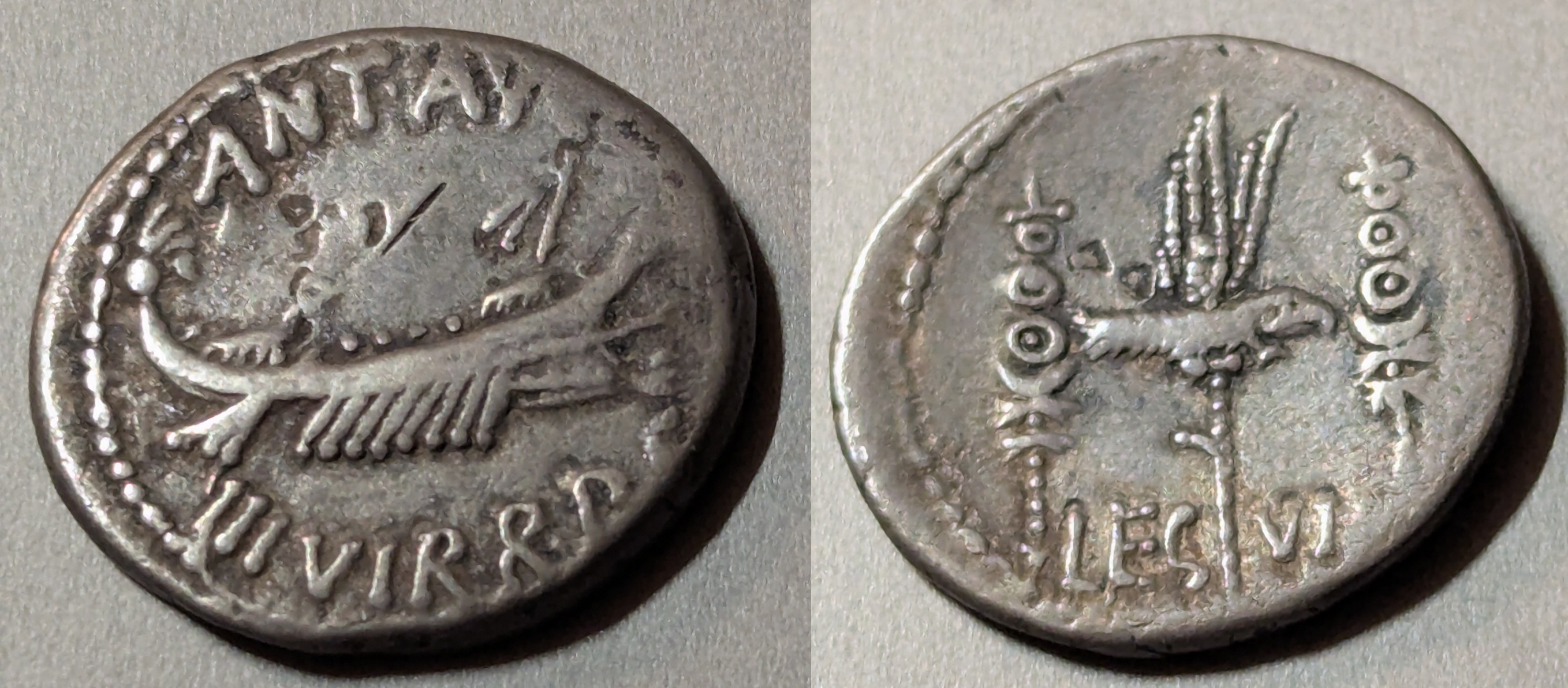 MARK ANTONY 32-31 BC AR Legionary Denarius Legio VI | Roman ...