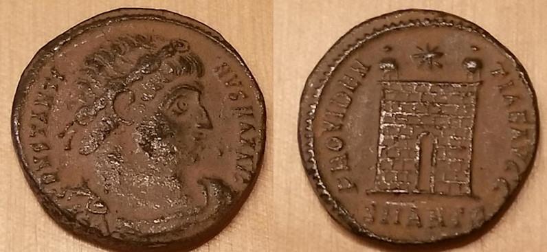 Constantine the Great, 307-337 AD, AE follis, Antioch mint, camp gate ...