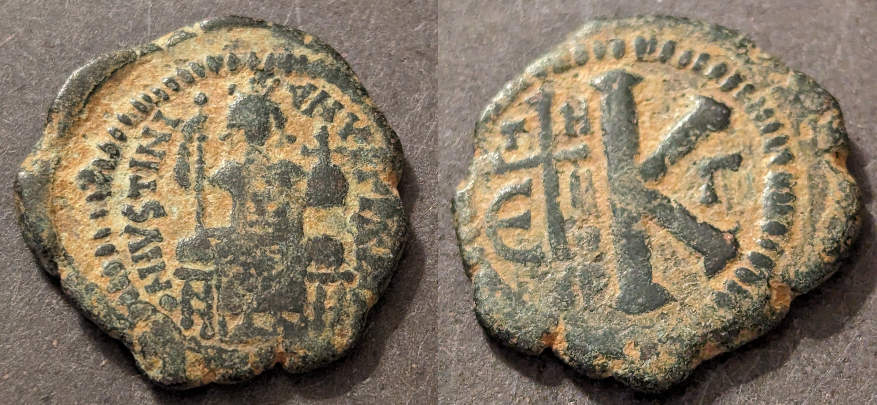 Justinian I, 527-565 AD. Bronze half follis, Antioch mint | Byzantine Coins