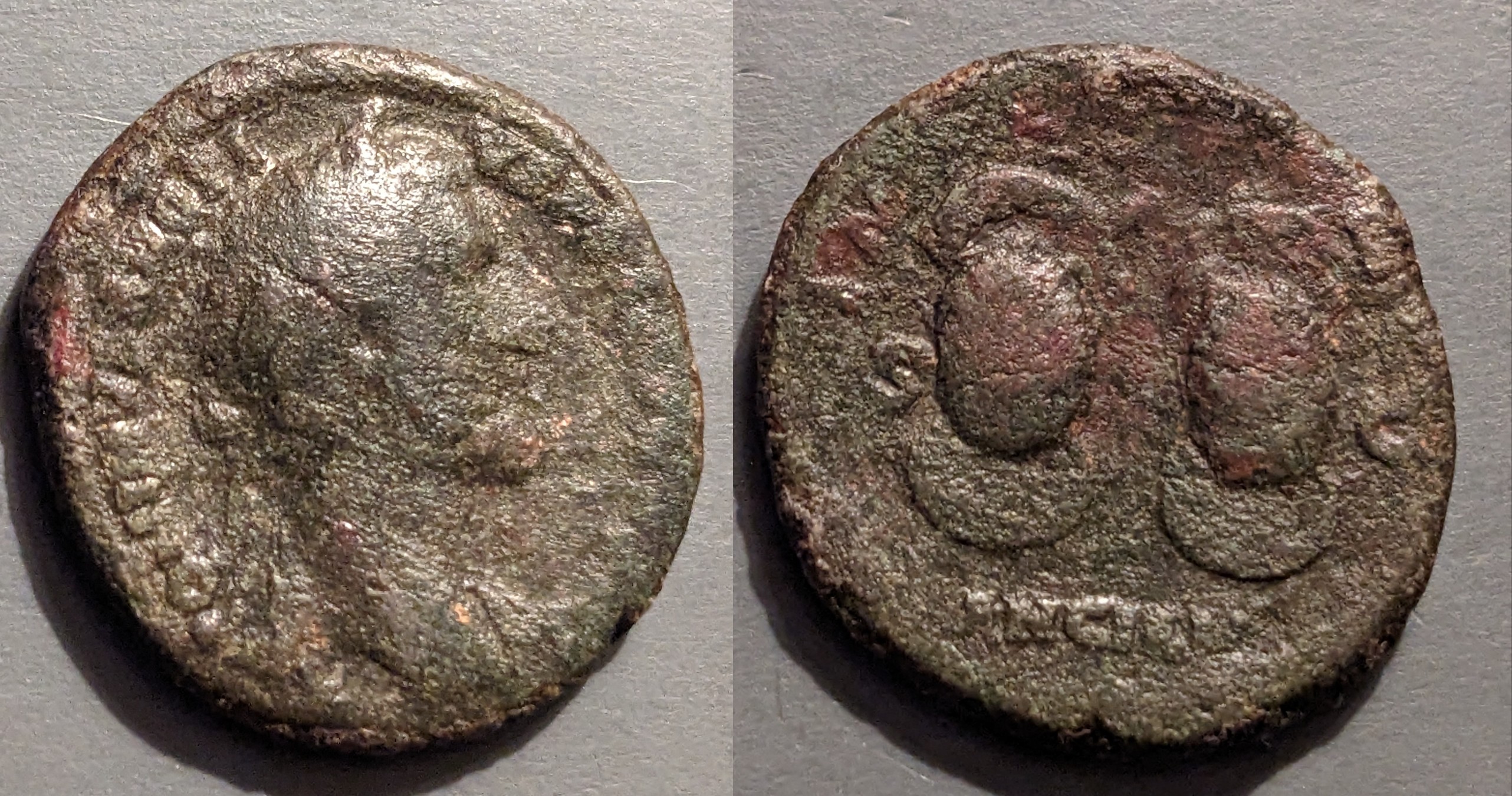 Antoninus Pius, 138-161 AD, AE As. Ancilia on reverse. Rare