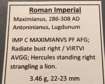 Maximianus, 286-305 AD, AE. Lugdunum mint. Hercules reverse
