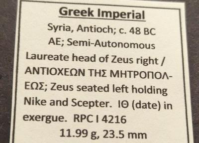 Antioch, 48 BC. Powerful Zeus portrait | Roman Provincial Coins