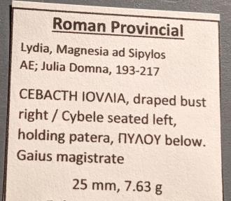 Lydia, Magnesia ad Sipylos, Julia Domna, 193-217 AD - AE25 | Roman ...