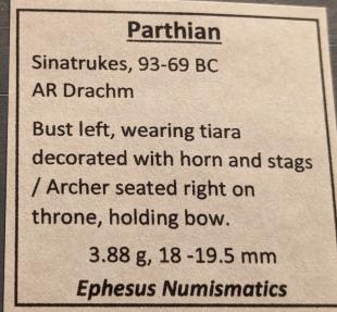 Parthians Kingdom, Sinatruces, 93-69 BC silver drachm