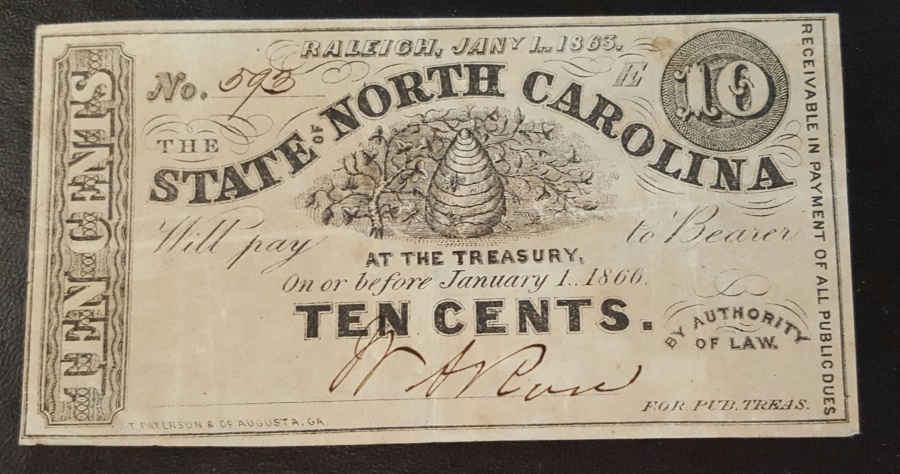 Civil War currency - North Carolina 10 cents | US Paper Money